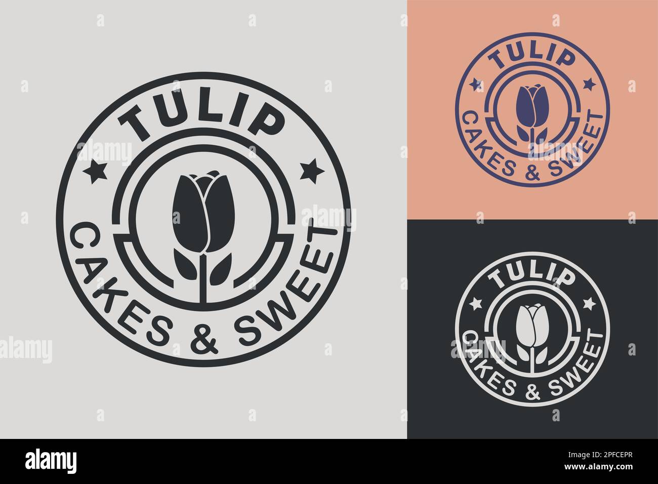 tulip flower rose logo cakes and sweets logo floral Stock Vector Image ...