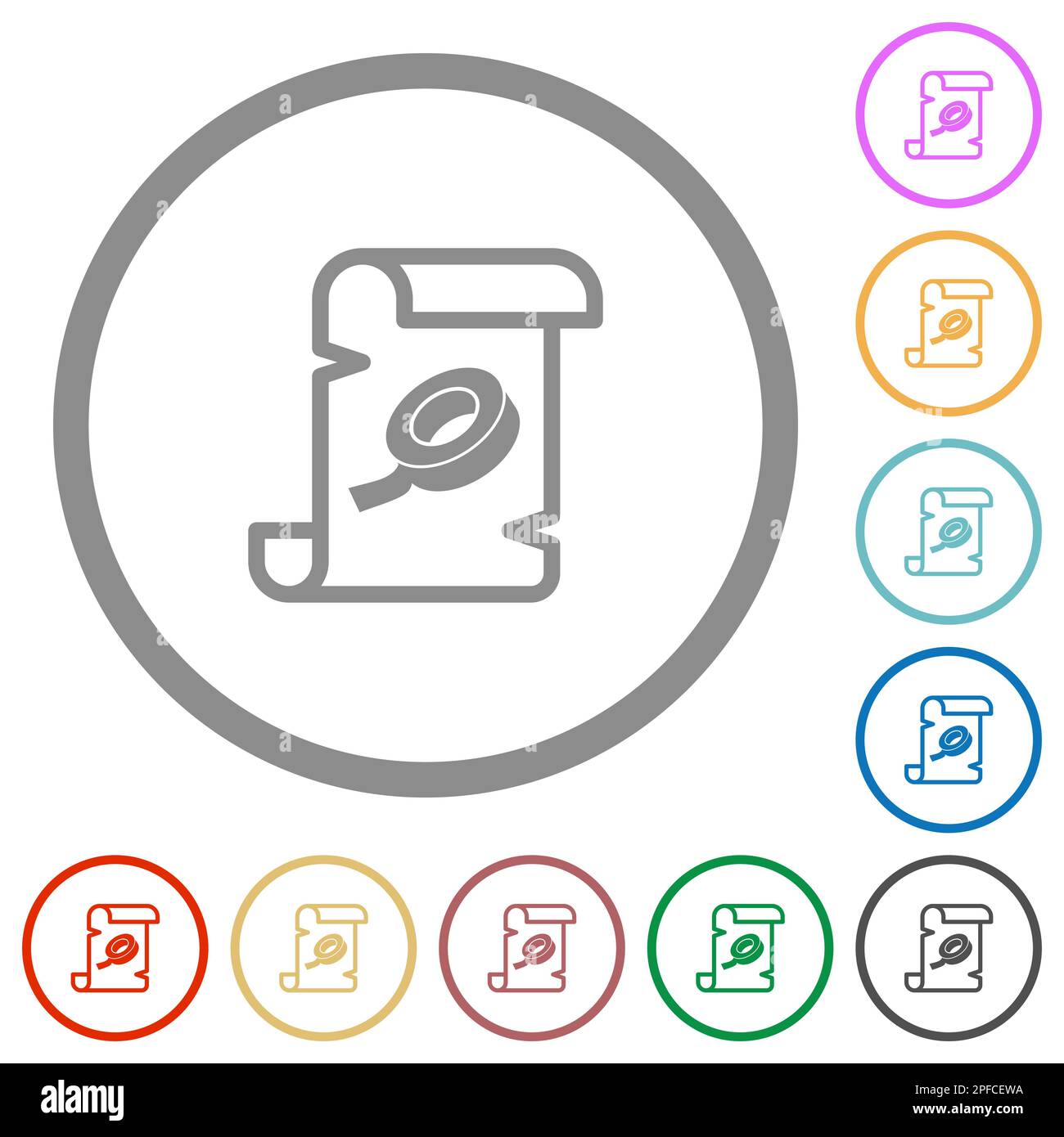 Script patch flat color icons in round outlines on white background ...