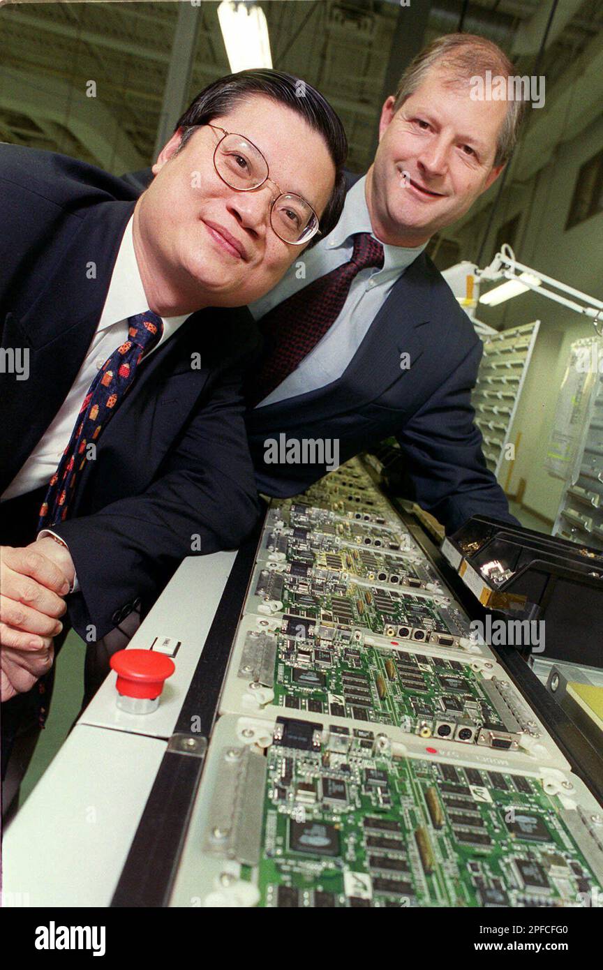 CEO and Chairman of ATI Technologies Inc. K.Y. Ho, left, and Dave Orton ...