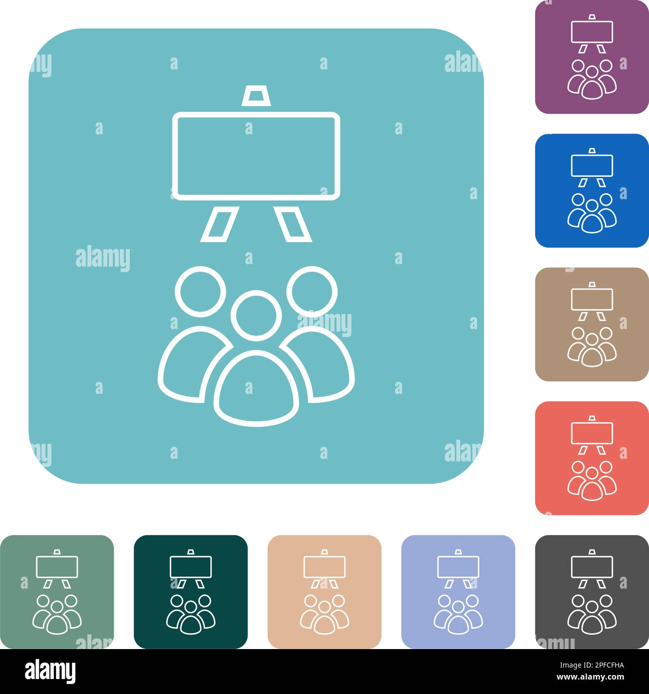Classroom outline white flat icons on color rounded square backgrounds ...