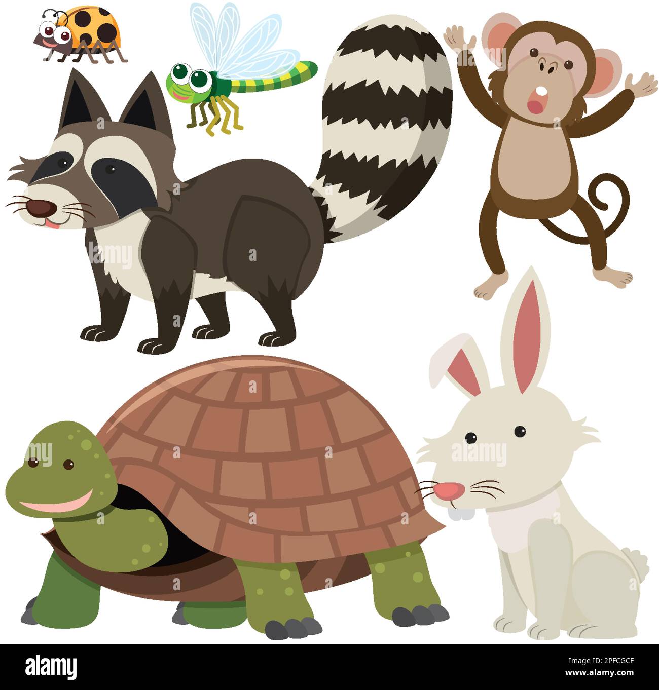 Set of animals cartoon simple style illustration Stock Vector Image ...