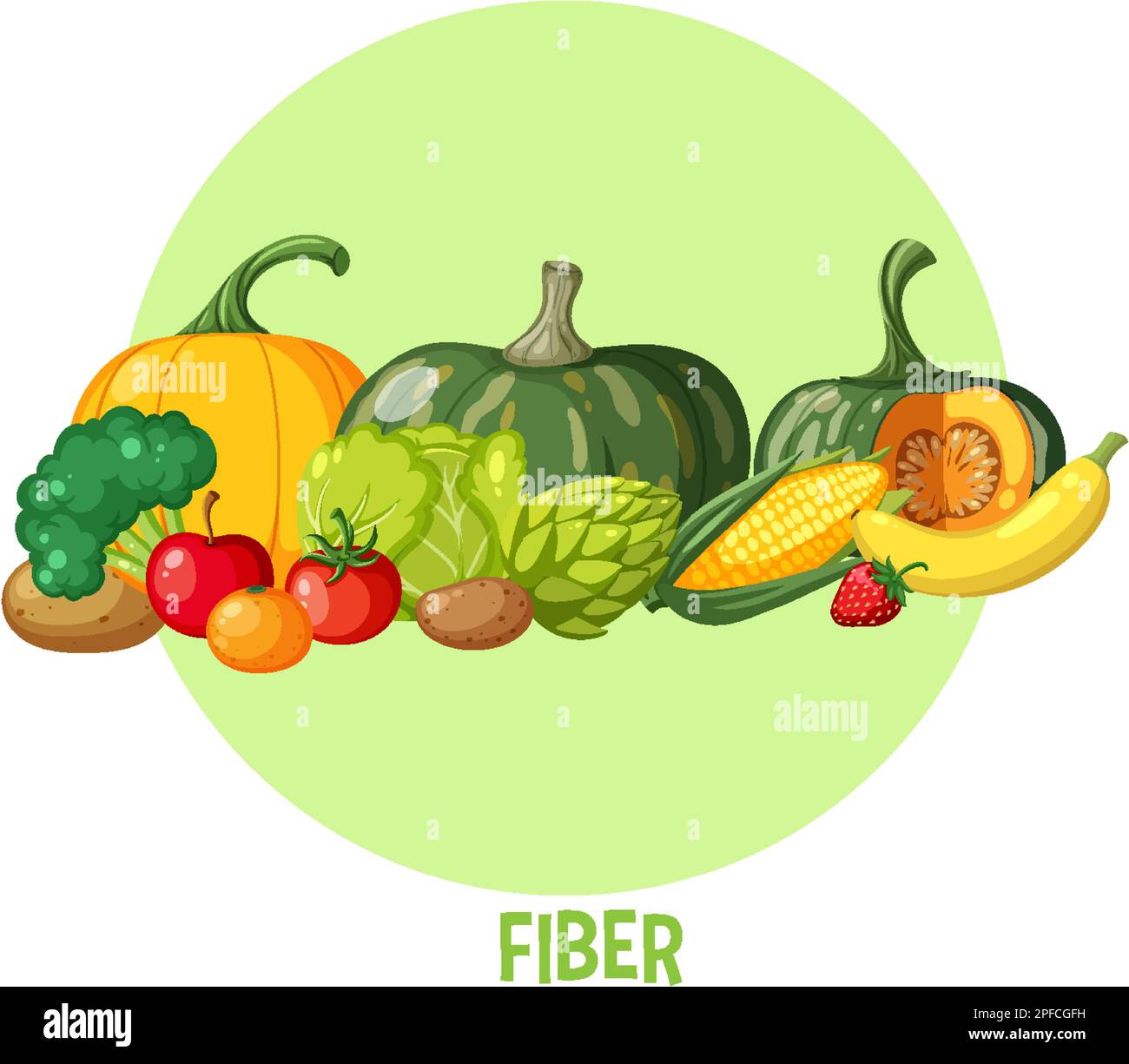 Vegetables and fruits fiber foods group illustration Stock Vector Image ...