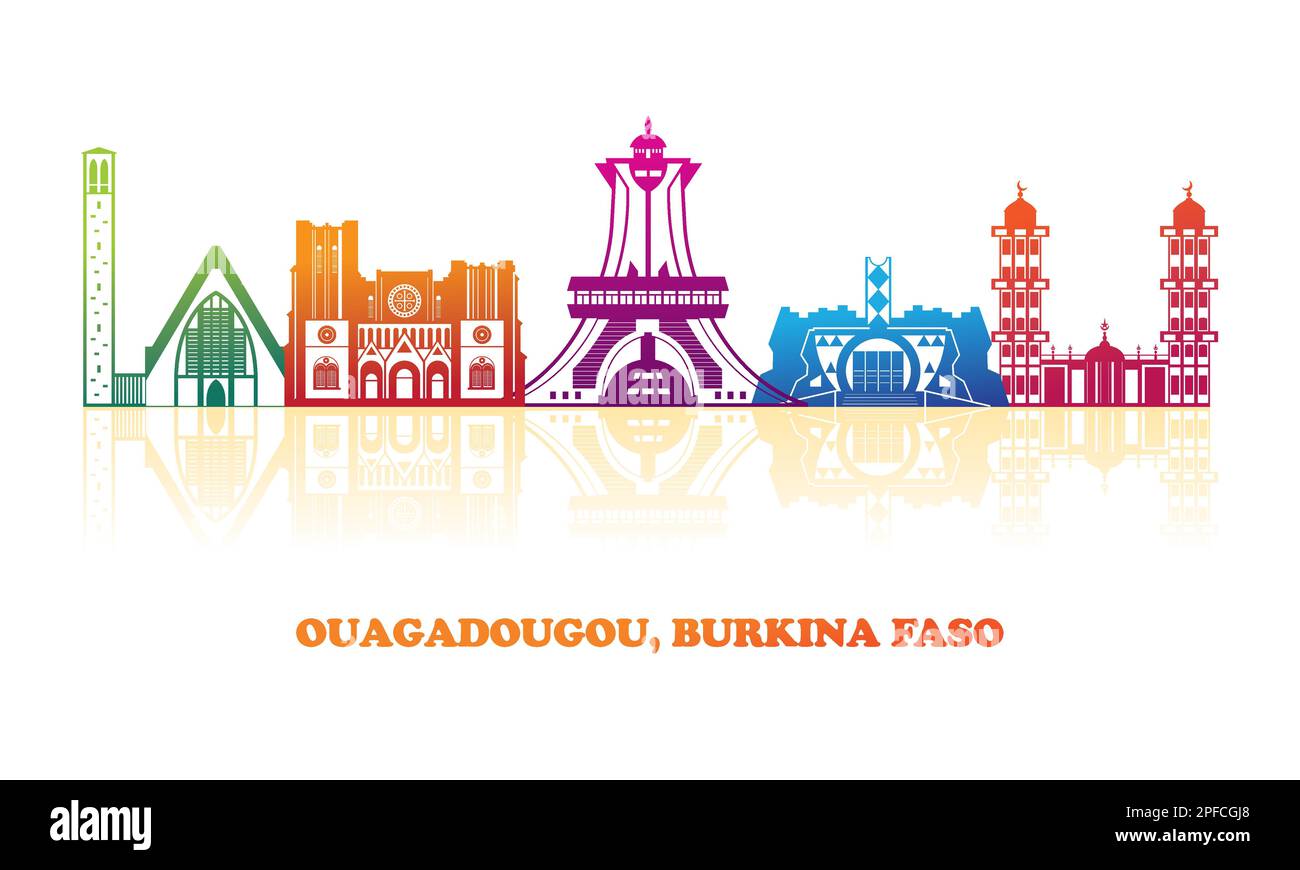 Colourfull Skyline panorama of city of Ouagadougou, Burkina Faso ...