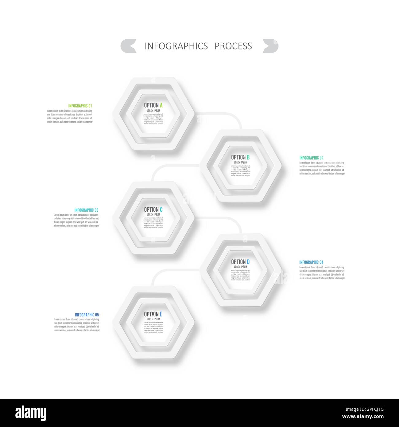 Vector Infographic Template With 3d Paper Label Integrated Circles Business Concept With 5