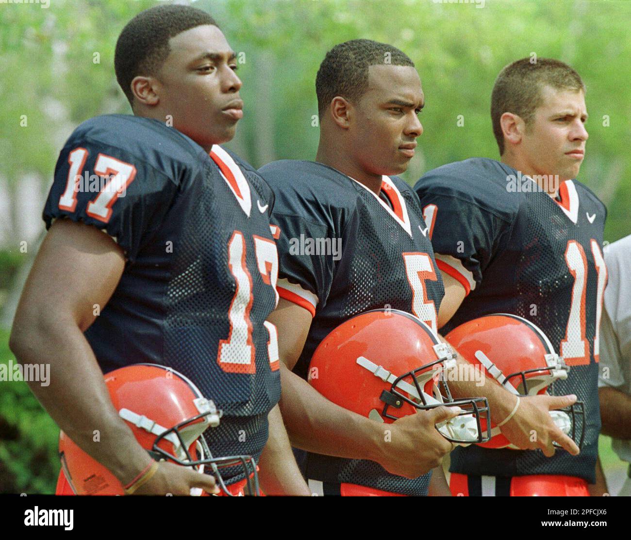 Syracuse quarterbacks Madei Williams (17), Robin J. Anderson (5) and ...