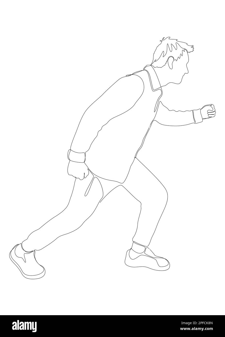 One continuous line of Casual Men Running. Thin Line Illustration ...