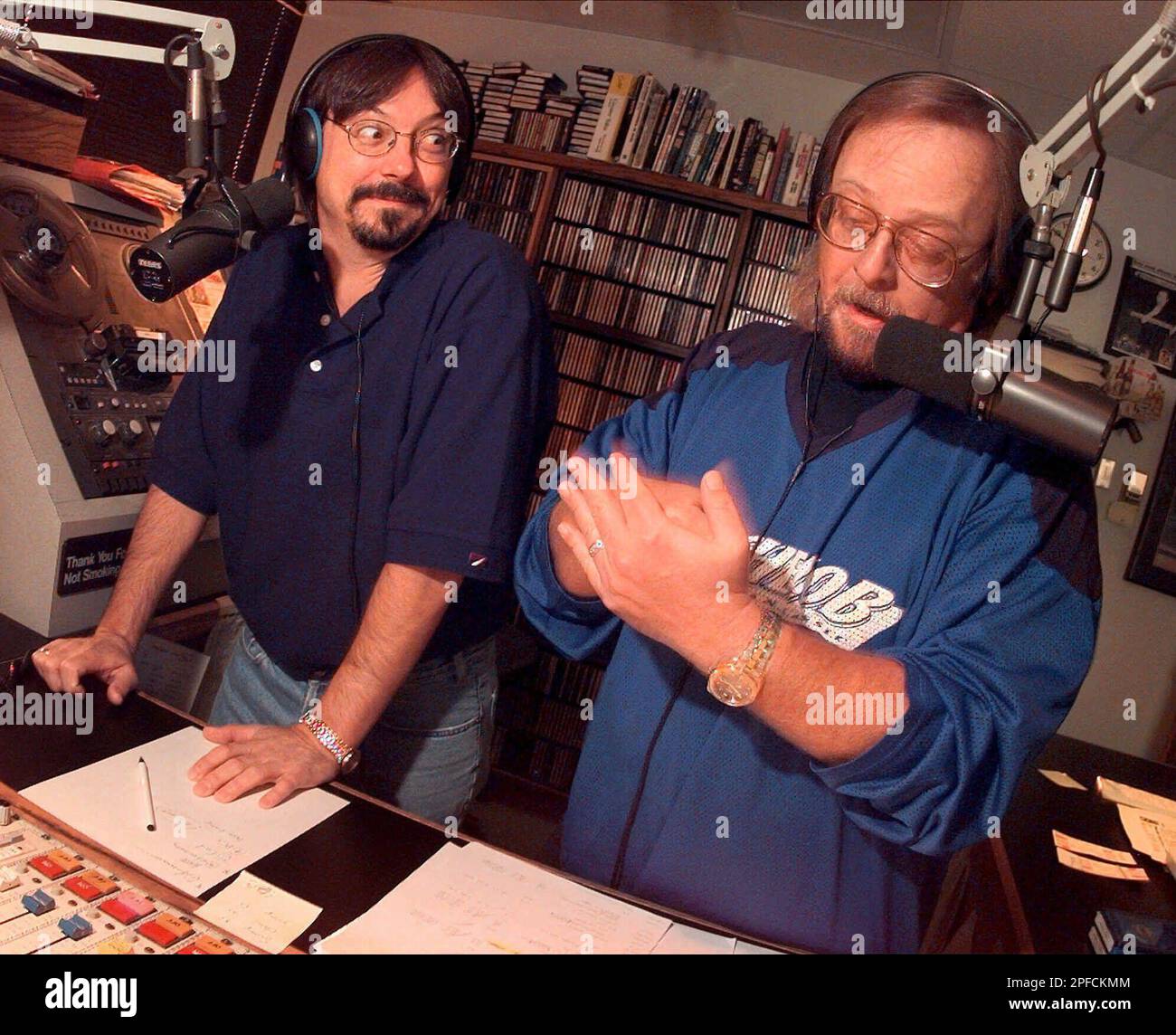 Phil Stone, left, watches as fellow KMOD radio personality Brent ...