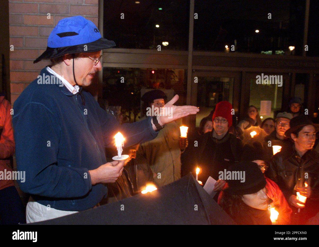 Seattle City Council Member, Richard Conlin talks to a crowd of about ...