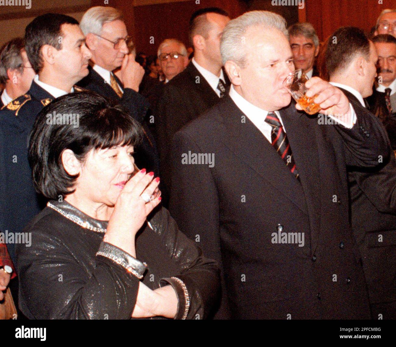 Yugoslav president Slobodan Milosevic, right, and his wife Mirjana ...