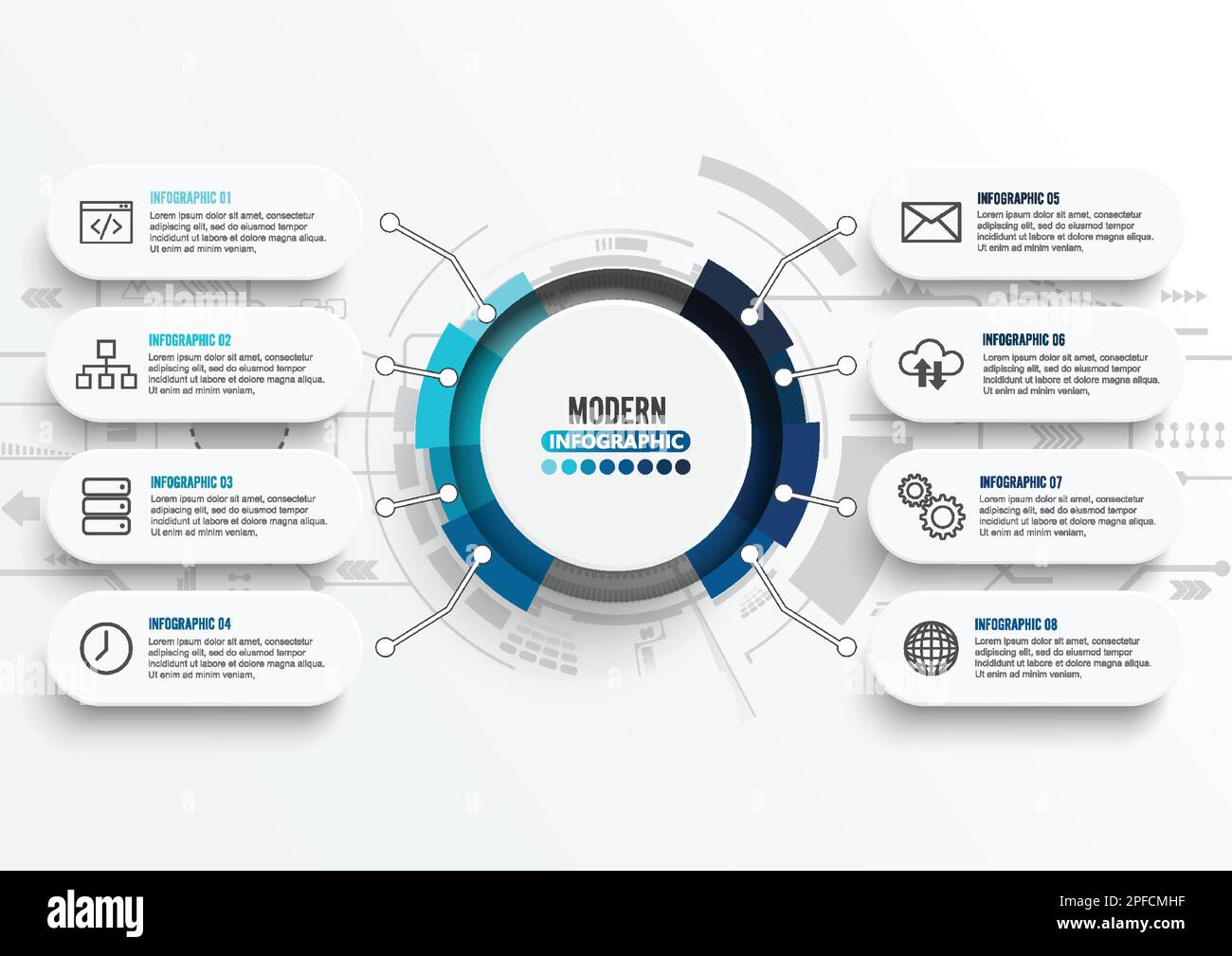 Vector infographic template with 3D paper label, integrated circles ...