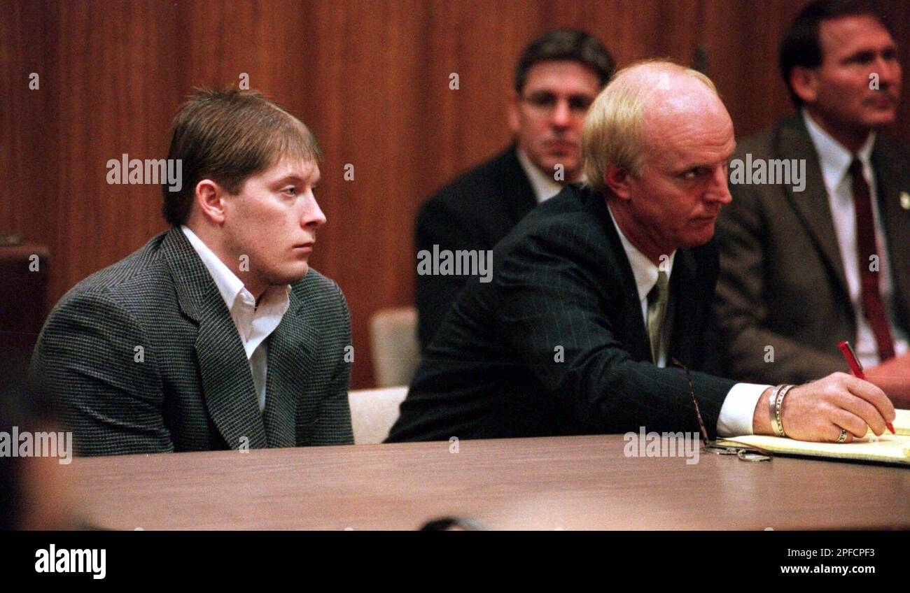 Michael Lee Barnhart, left, and his attorney J. Herbert Larson listen ...