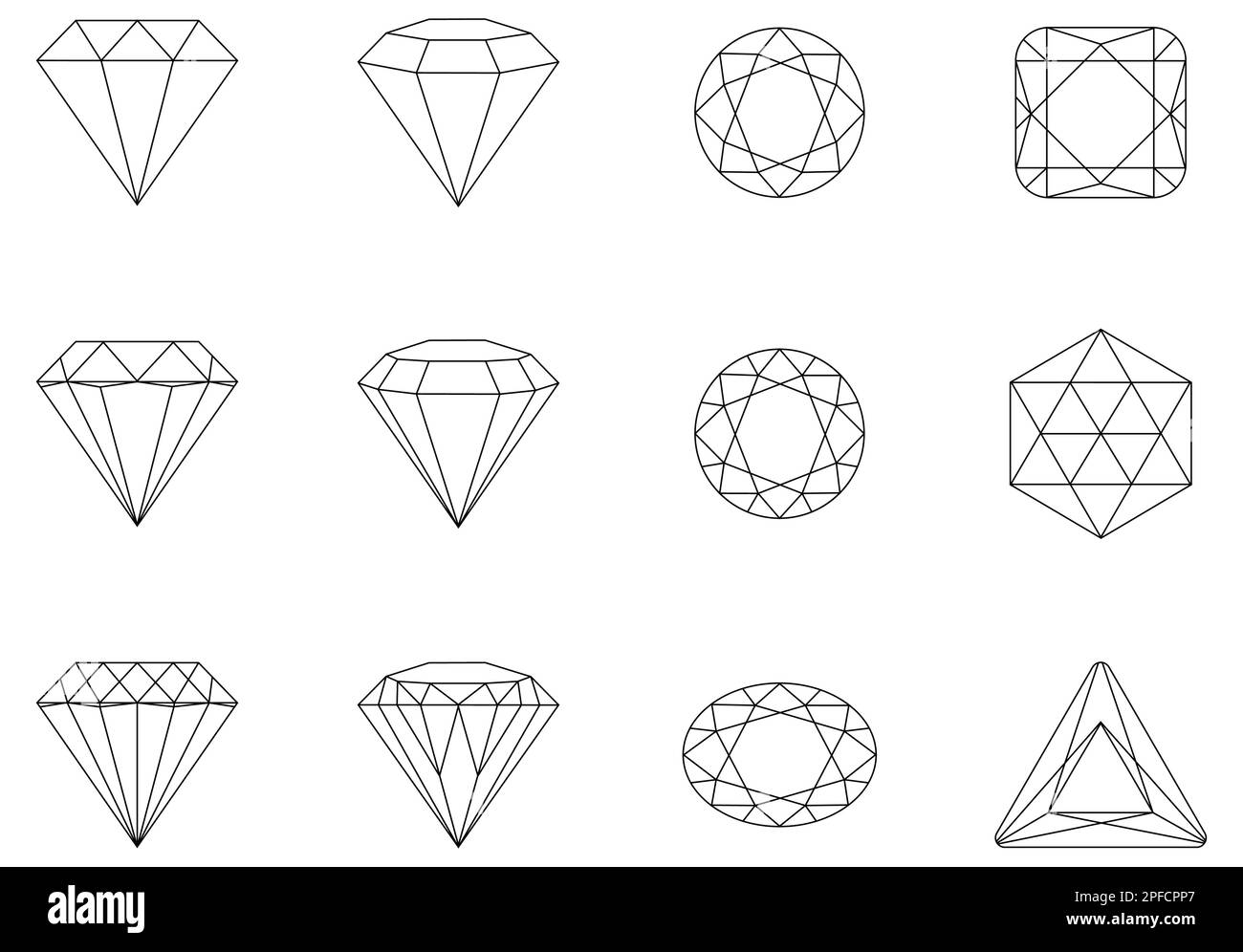 Crystals of various shapes. Diamond logo. A set of vector icons Stock ...