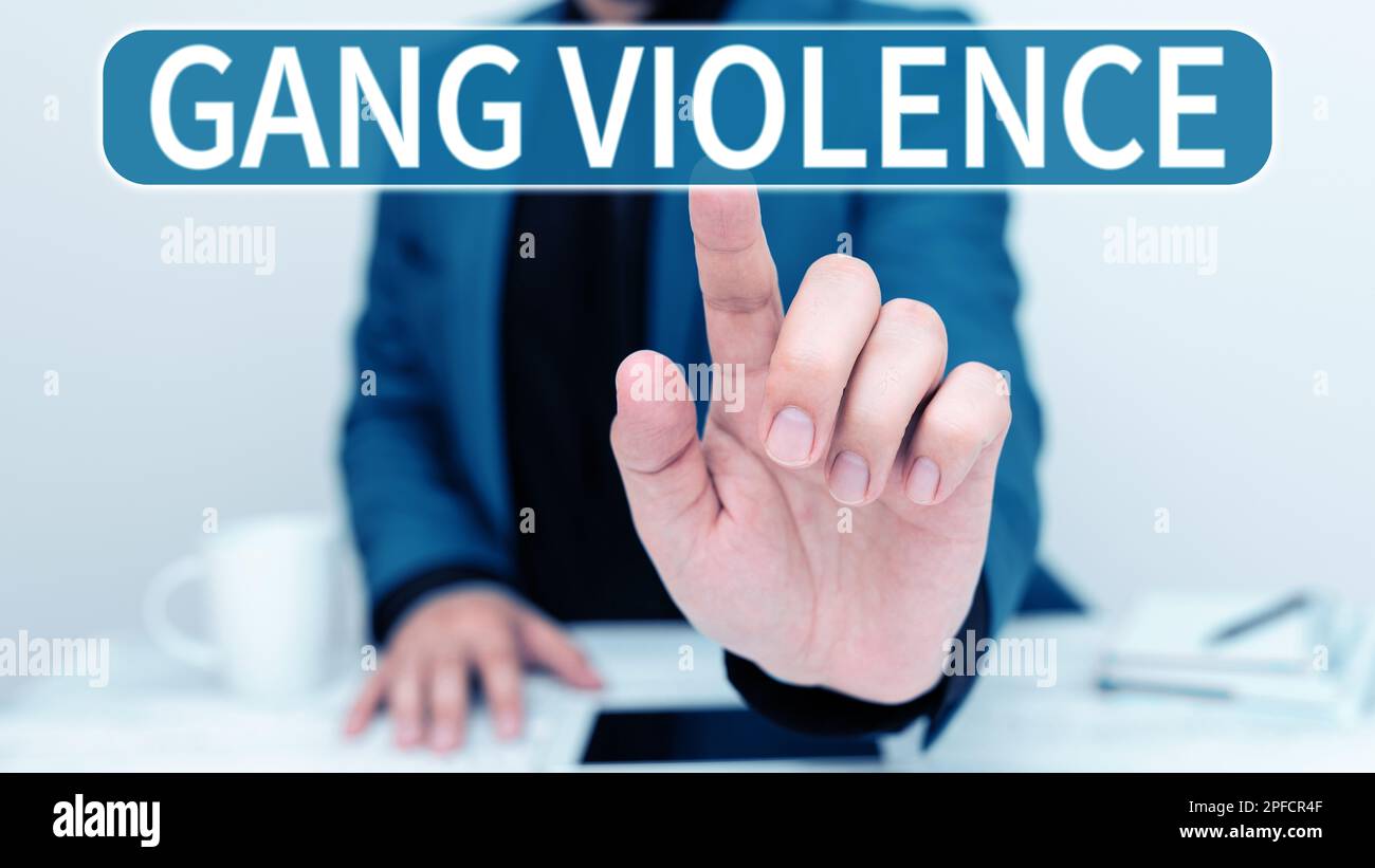 Conceptual caption Gang Violence. Concept meaning infringement of the laws caused by group of ...