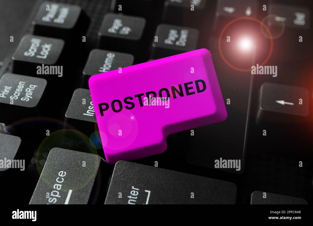 Hand writing sign Postponed. Business idea to place later in order of ...