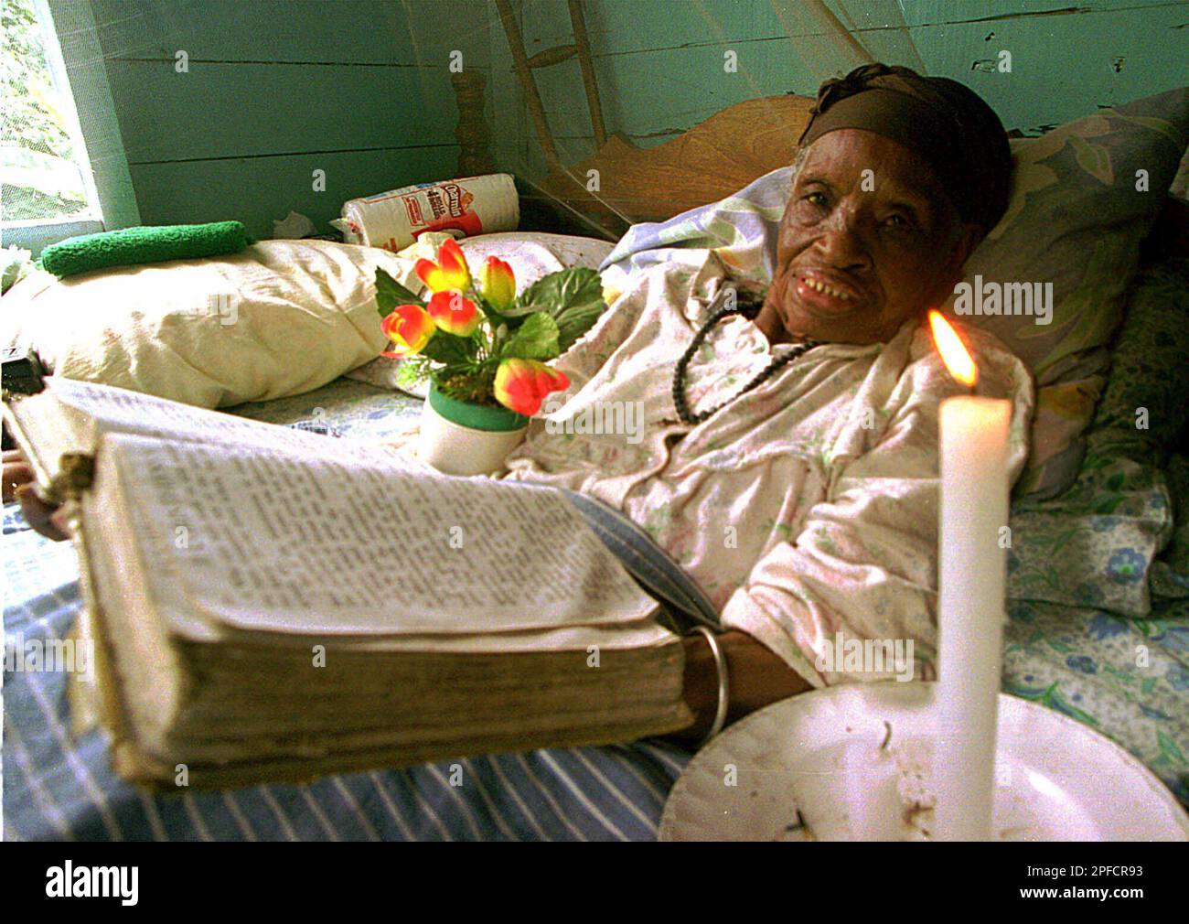 Obeah woman Mother Cornhusk lies in her bed in Moruga, Trinidad, Aug ...