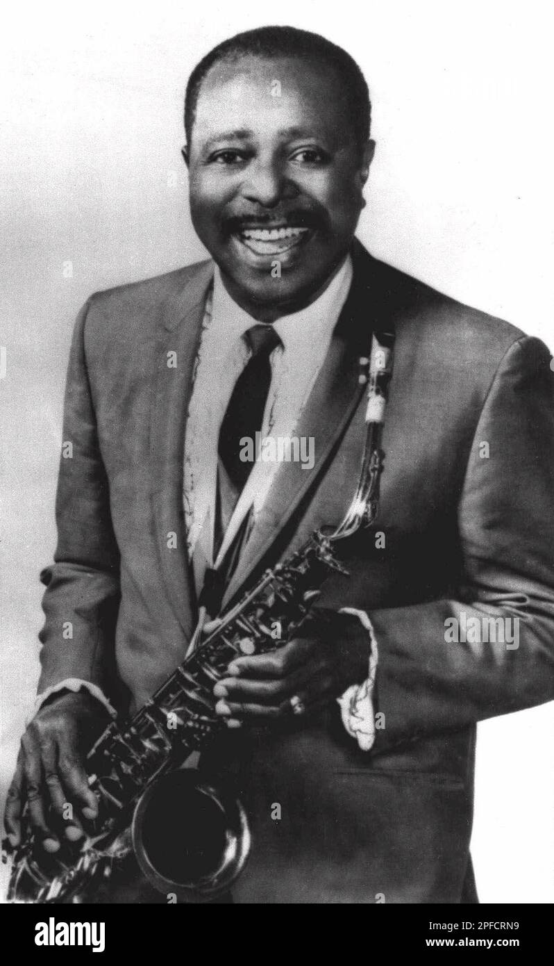 Band leader Louis Jordan poses with his saxophone in this 1967 photo ...