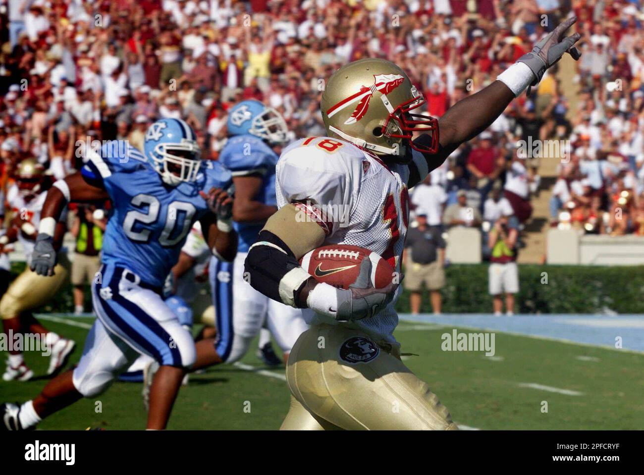 Flordia State's Sean Key celebrates as he runs an interception back for ...