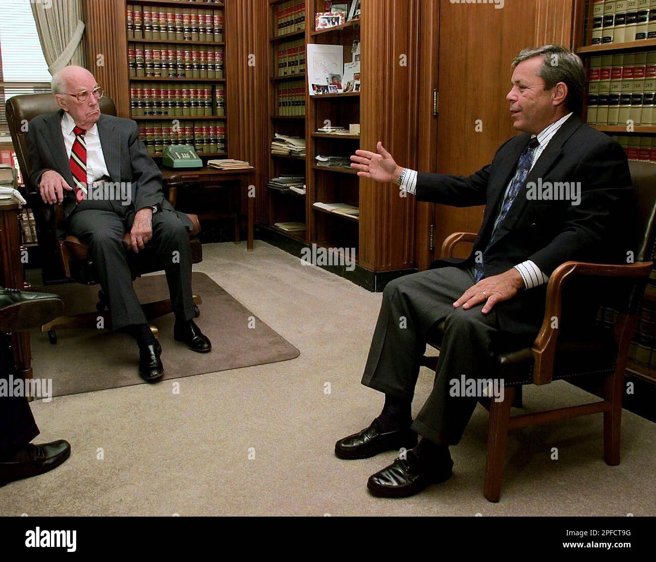 Dana "Buck" Reinhardt, right, former mayor of Columbus, Ohio, visits ...