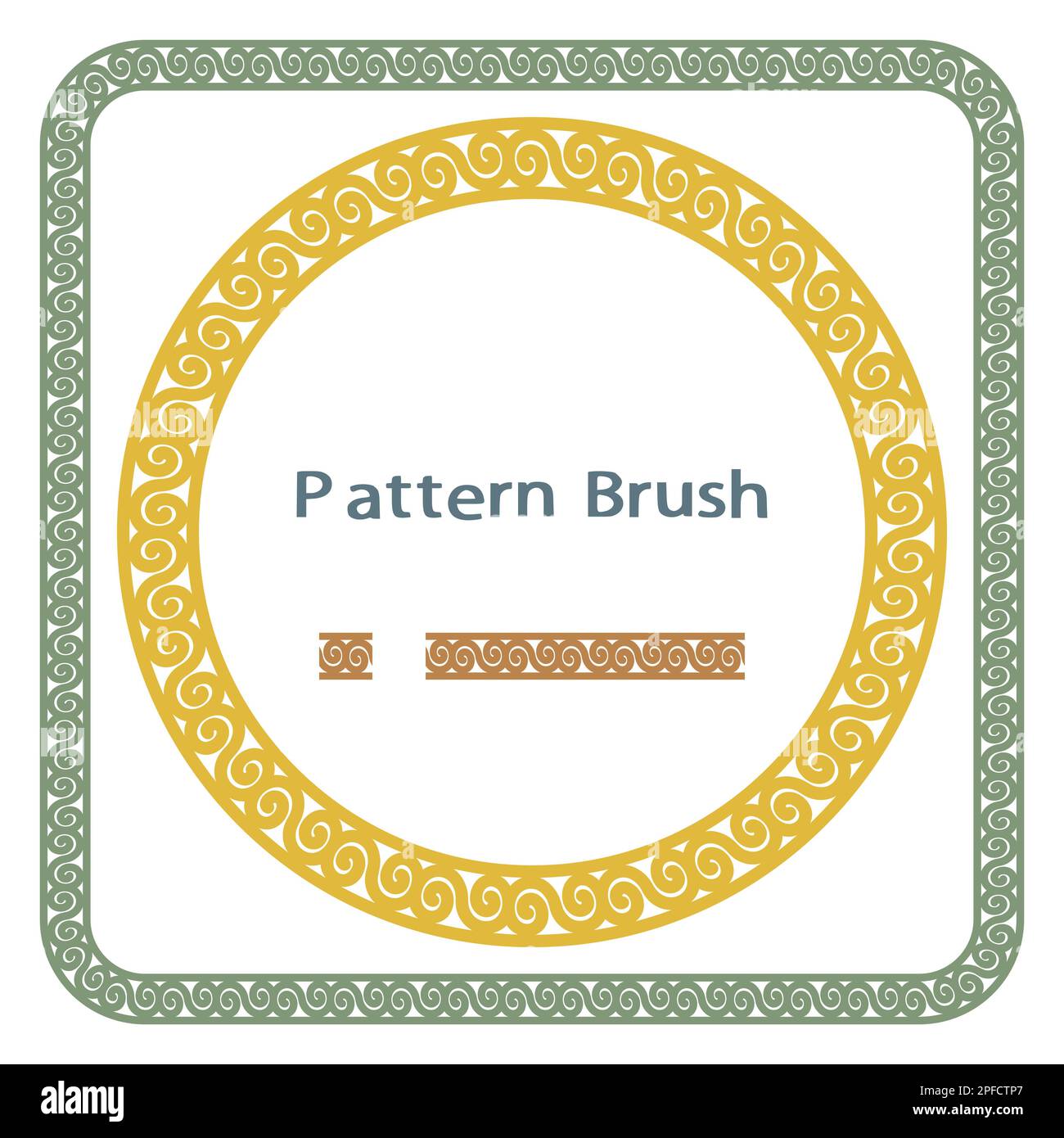 Greek motives set. Brush for creating Greek meander patterns, round and ...