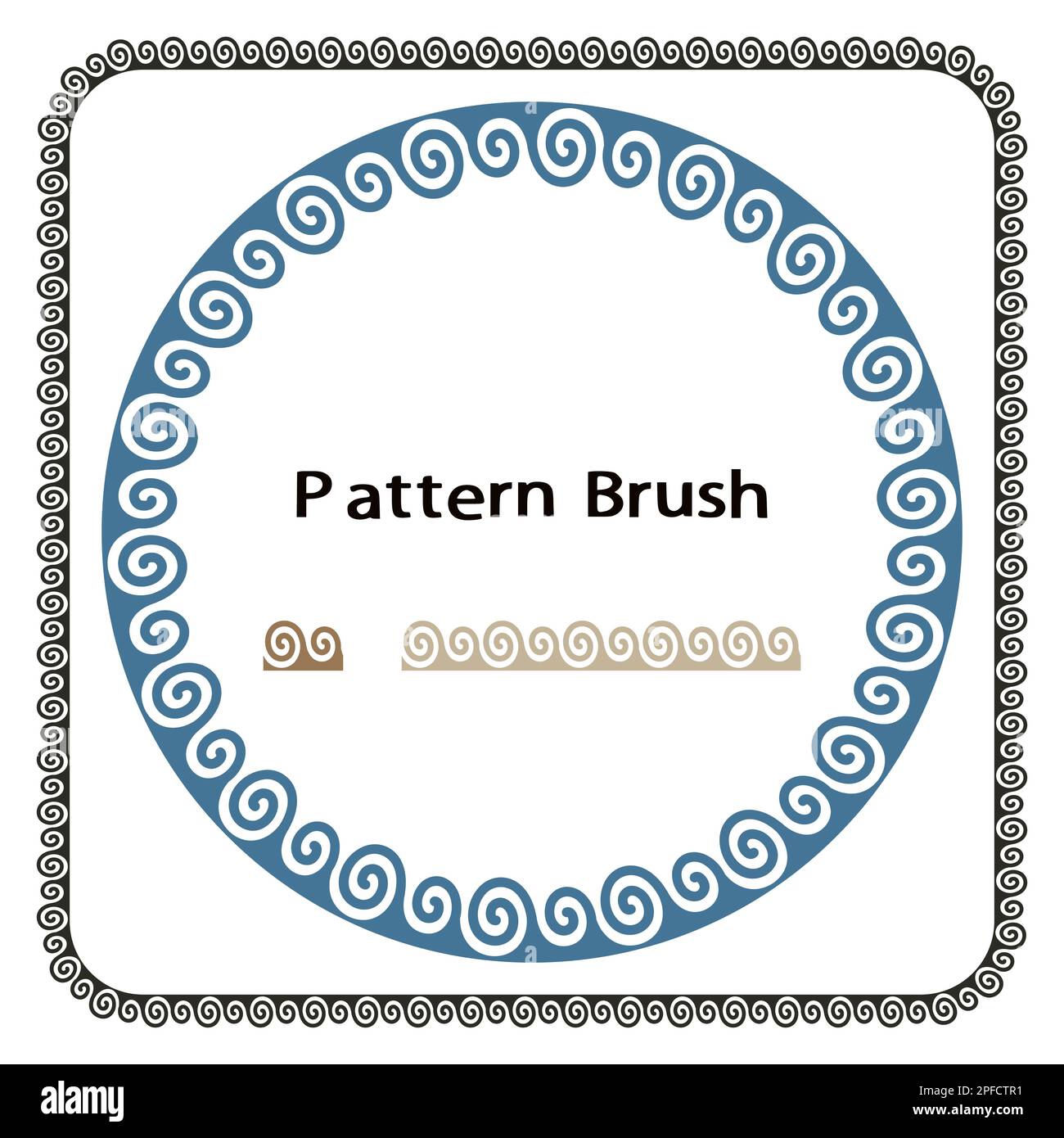 Pattern brush and Round and square ancient roman or greek frame ...