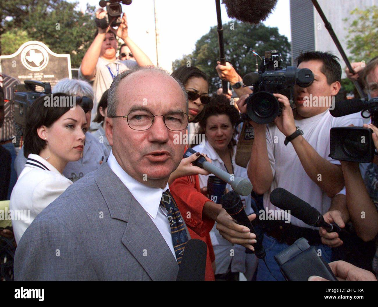 Jasper County District Attorney Guy James Gray talks to reporters ...