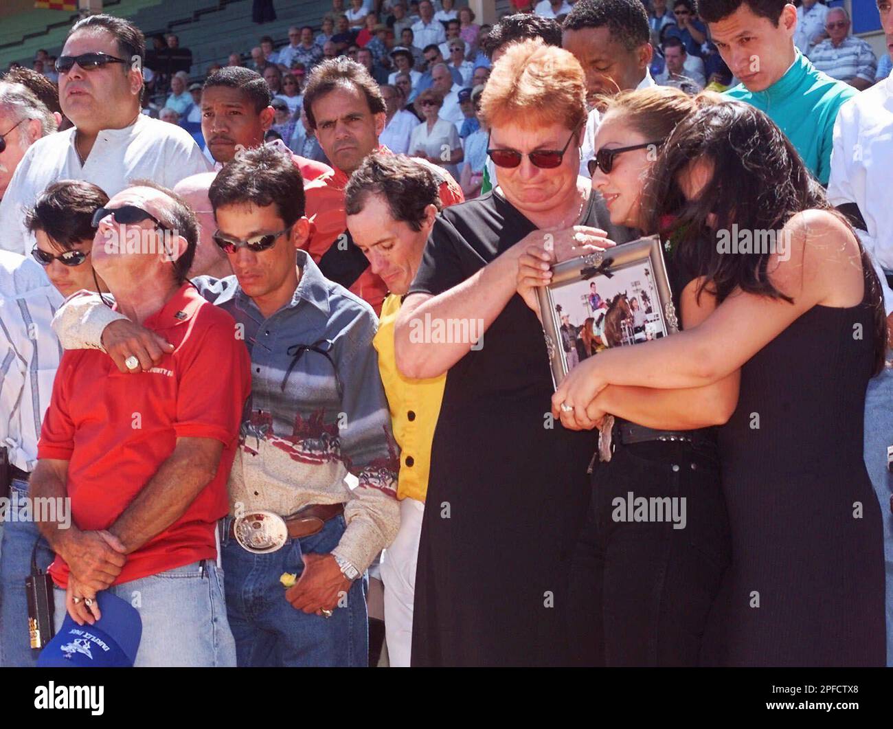 Family and friends of jockey Jo Gonzalez, from left in front, former ...