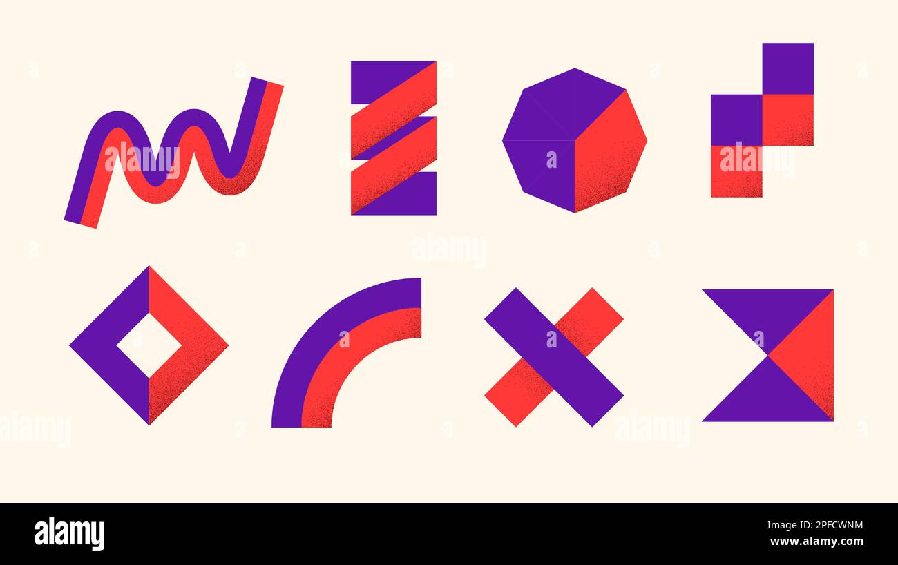 Brutalist shapes set. Geometric primitive figures collection. Abstract forms in bauhaus or ...