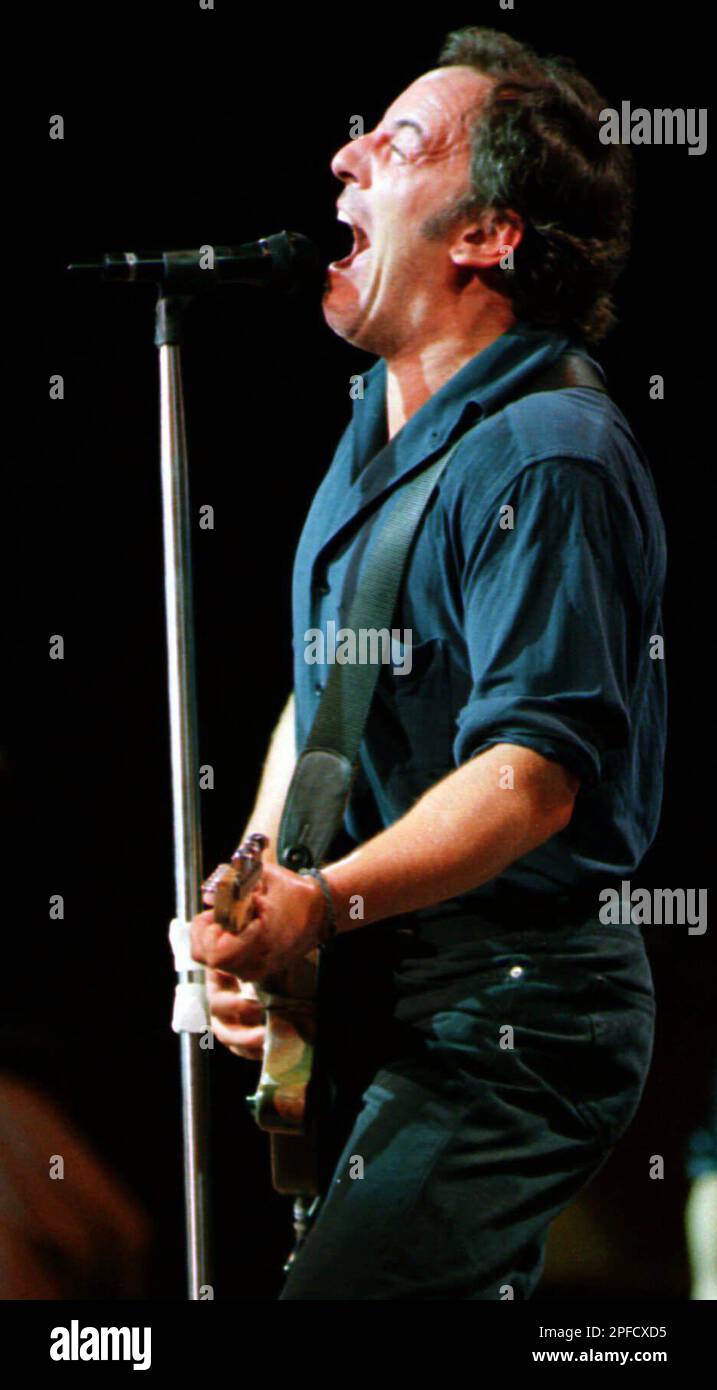 Bruce Springsteen performs at the Fleet Center in Boston on Saturday ...