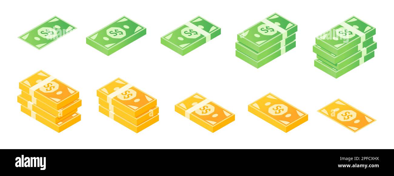 Singapore Dollar Banknote Isometric Icon Set Stock Vector Image & Art ...