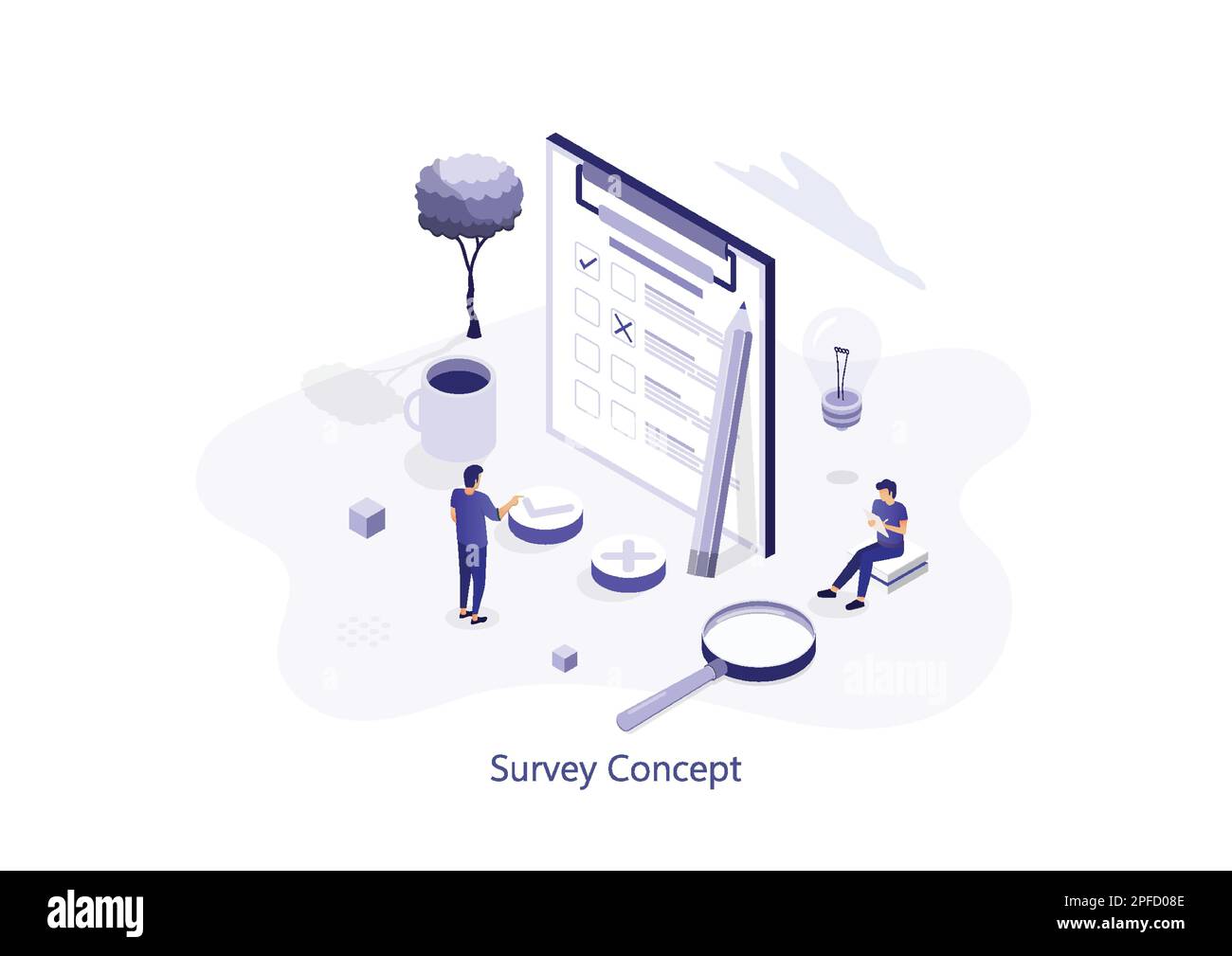 Online survey concept with characters. Can use for web banner ...