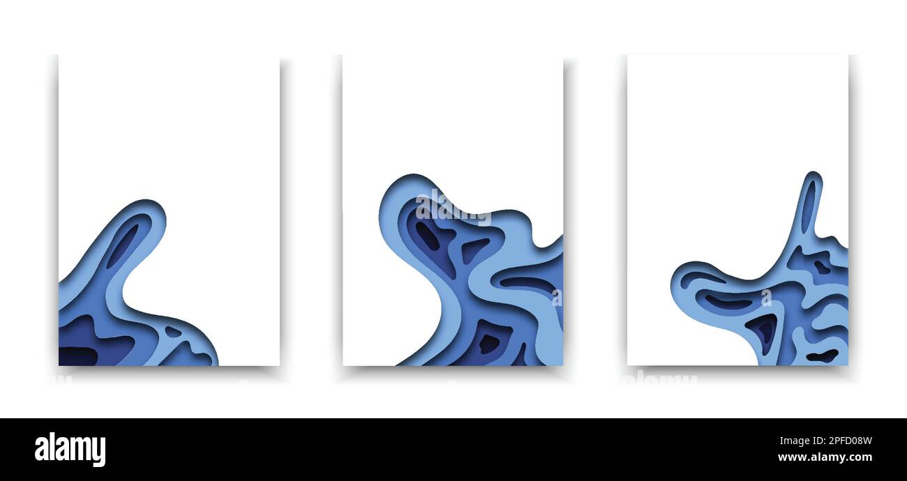 Cover template A4 banners with 3D abstract background with blue paper ...