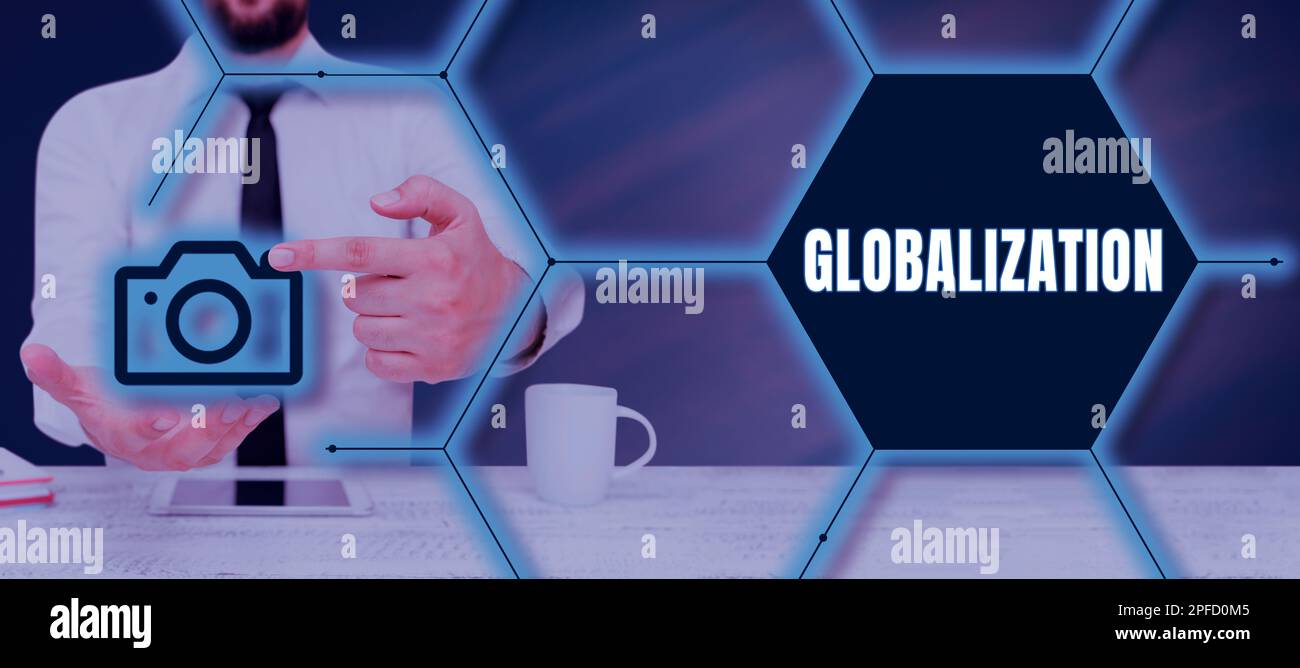 Conceptual caption Globalization. Business overview development of an ...