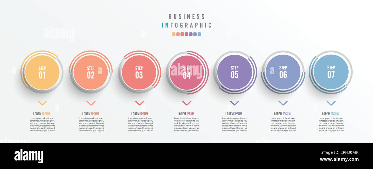 Business infographic element with 7 options, steps, number vector ...