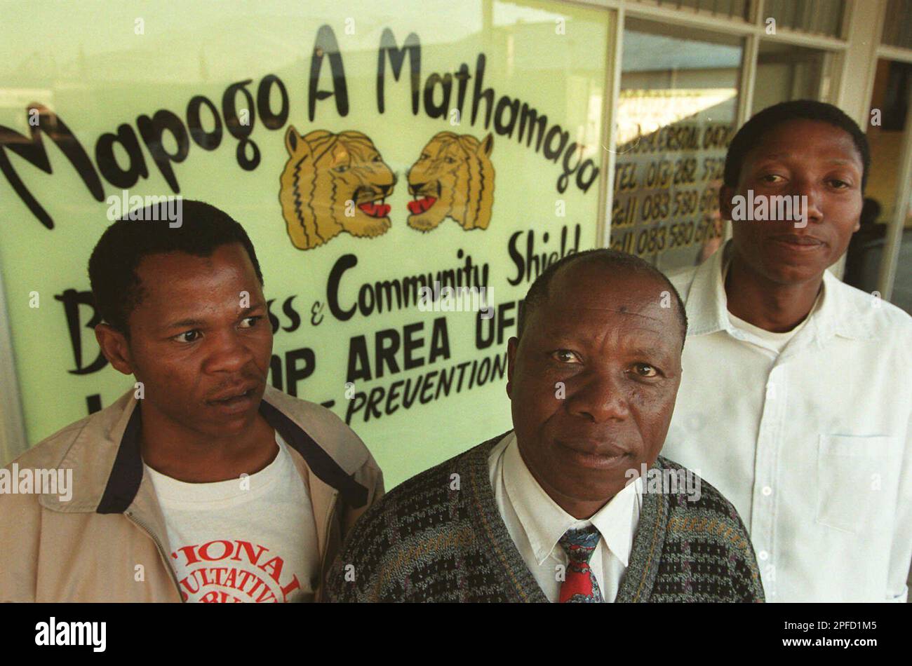 John Magolego, center, founder and leader of the vigilante group Mapogo ...