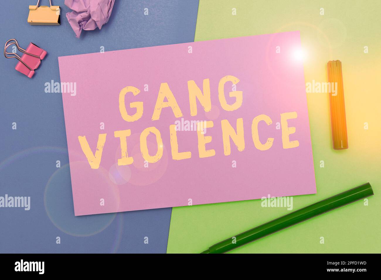 Text sign showing Gang Violence. Business showcase infringement of the ...