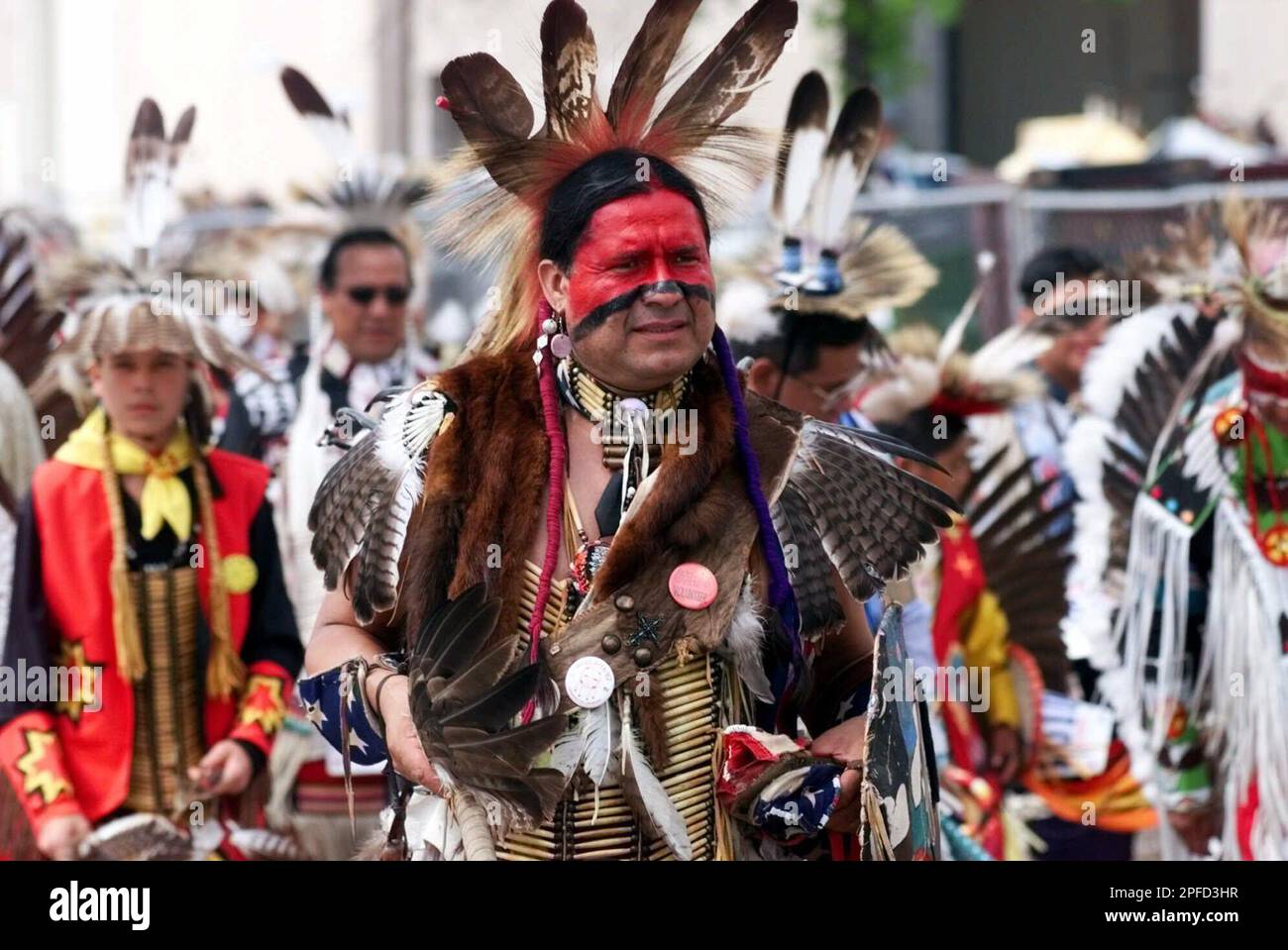 Eddie Two-Clouds, an Apache from Duncan, Okla., marches in the 13th ...