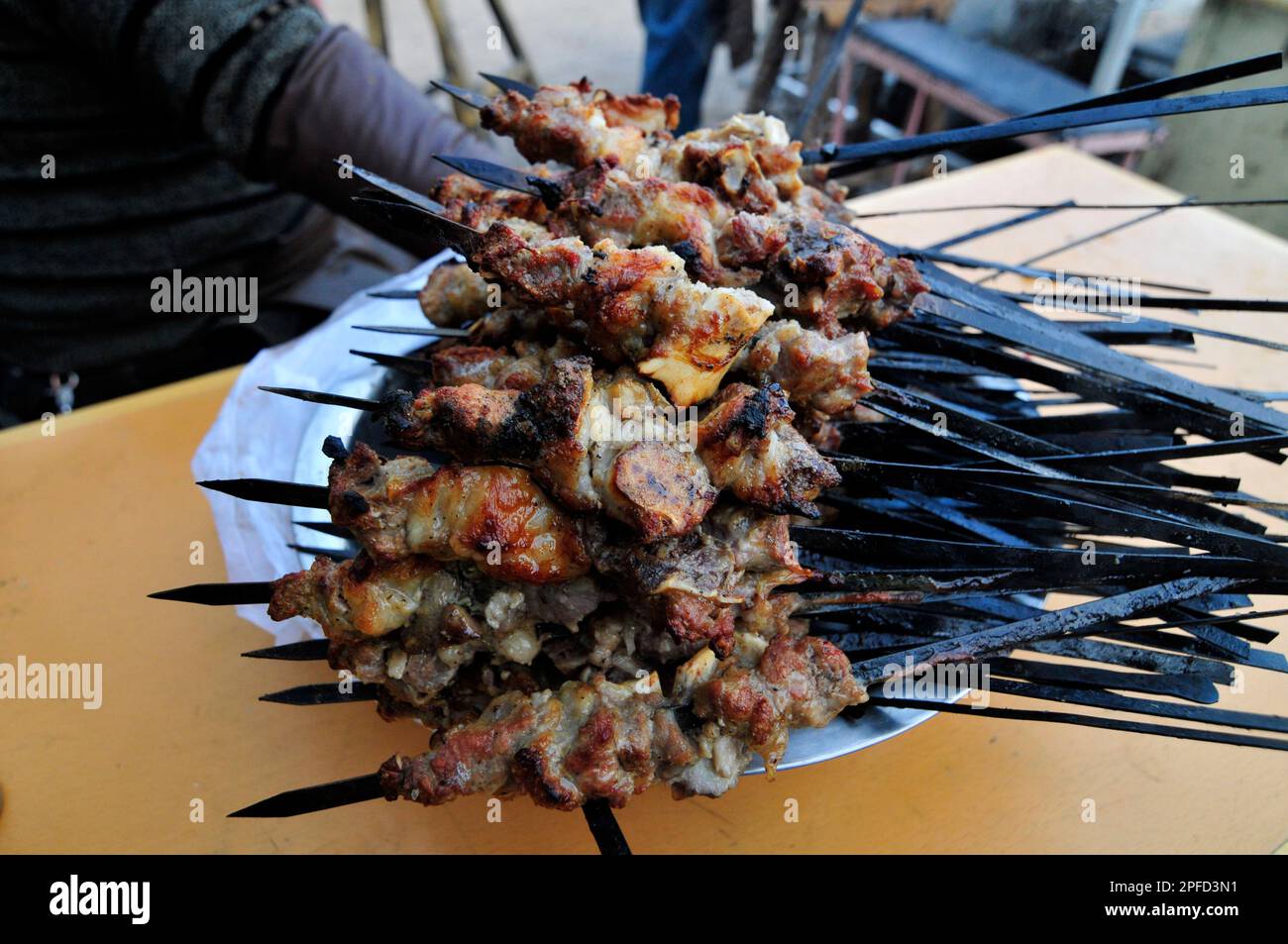 Grilled kebabs ( meat skewers ) in the old city of Kashgar, Xinjiang ...