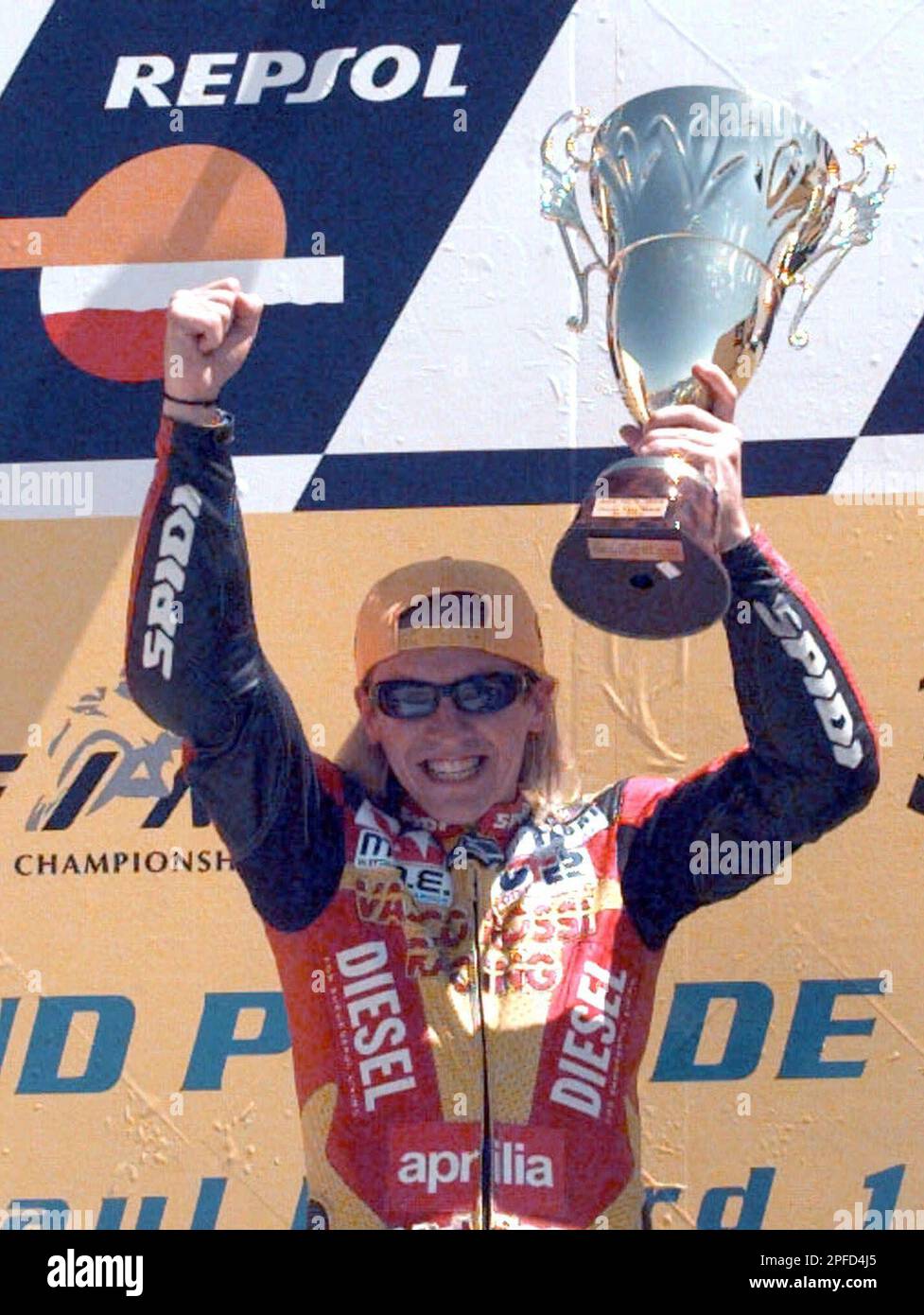 Italy's Roberto Locatelli shows his trophy after winning the French ...