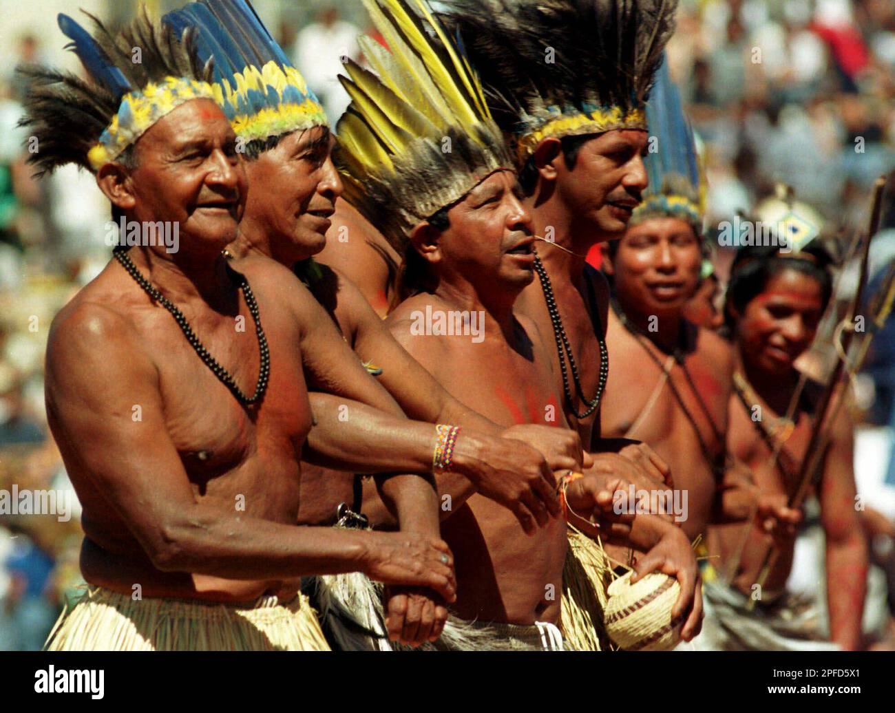 Members of the Kanela tribe perform a traditional dance celebrating the ...