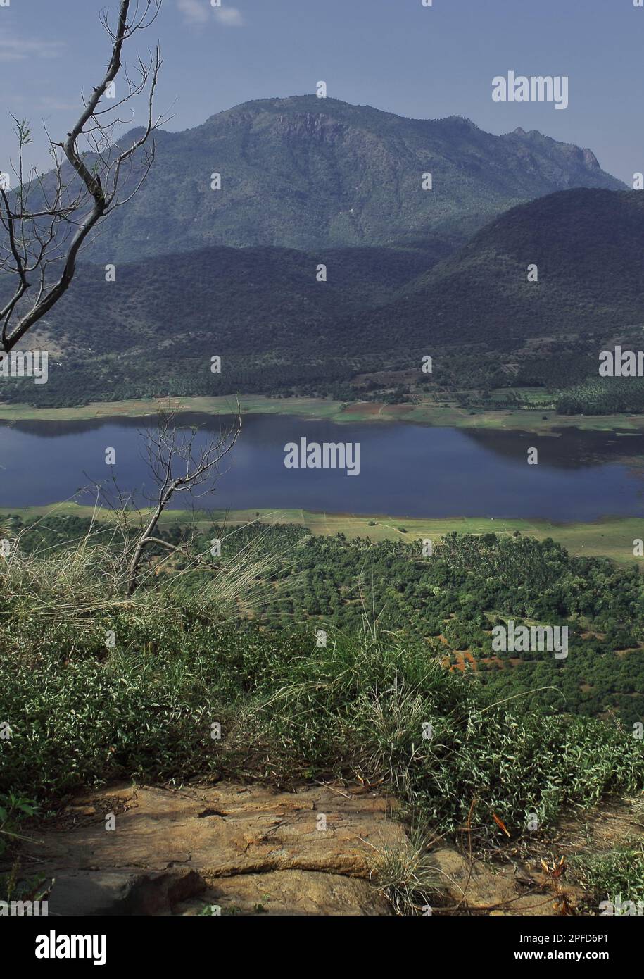 scenic mountain landscape of decan plateau, beautiful palani hills from ...