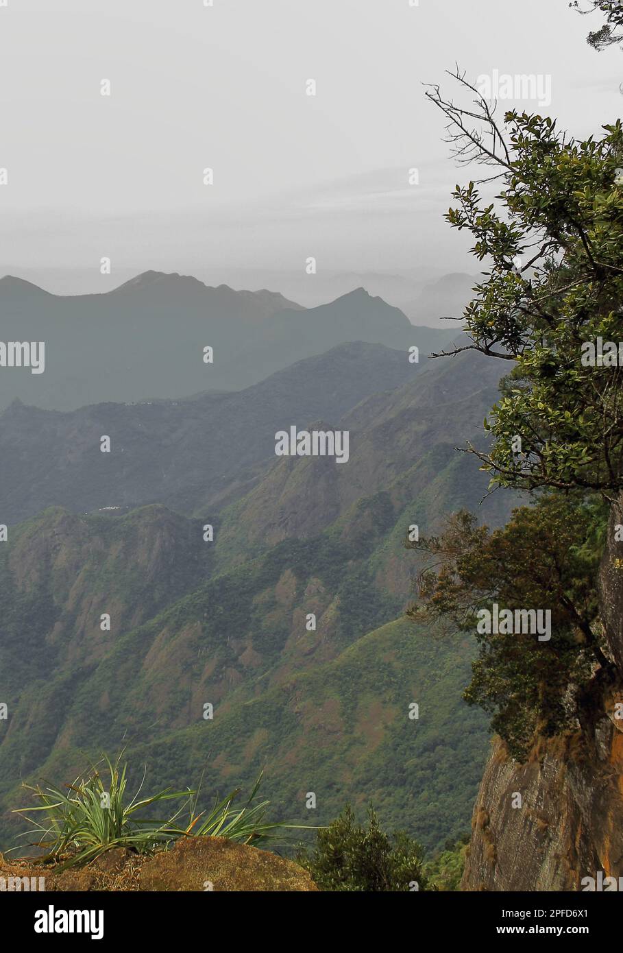 scenic mountain landscape of decan plateau, beautiful palani hills from ...