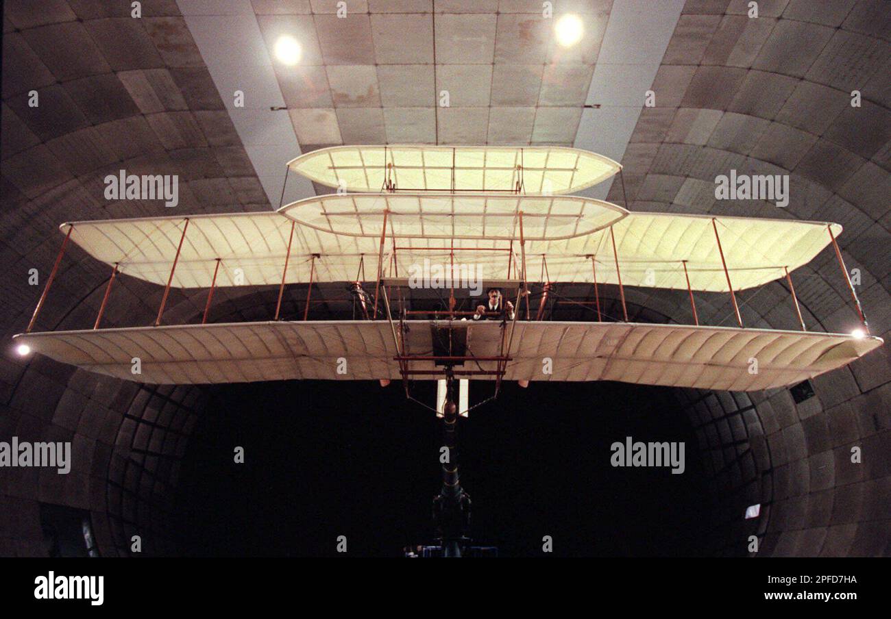 A life-sized replica of the Wright Flyer, which acheived the first ...
