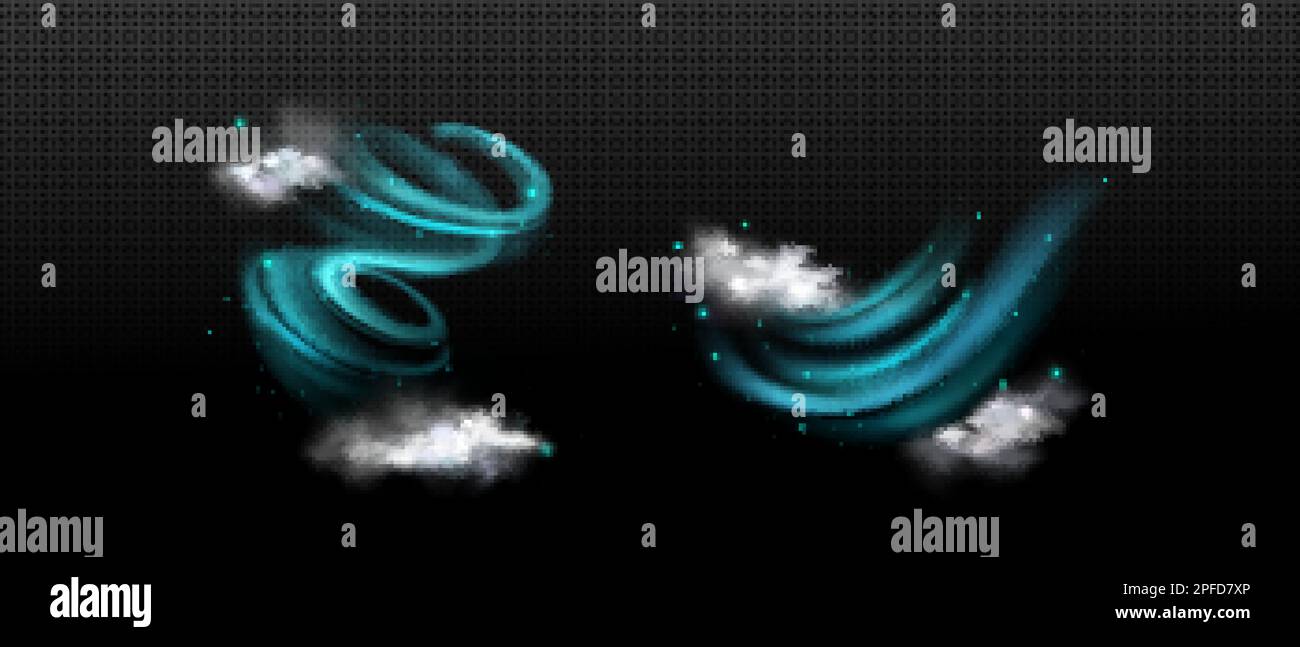 Realistic set of fresh air swirls isolated on transparent background. Vector illustration of ...