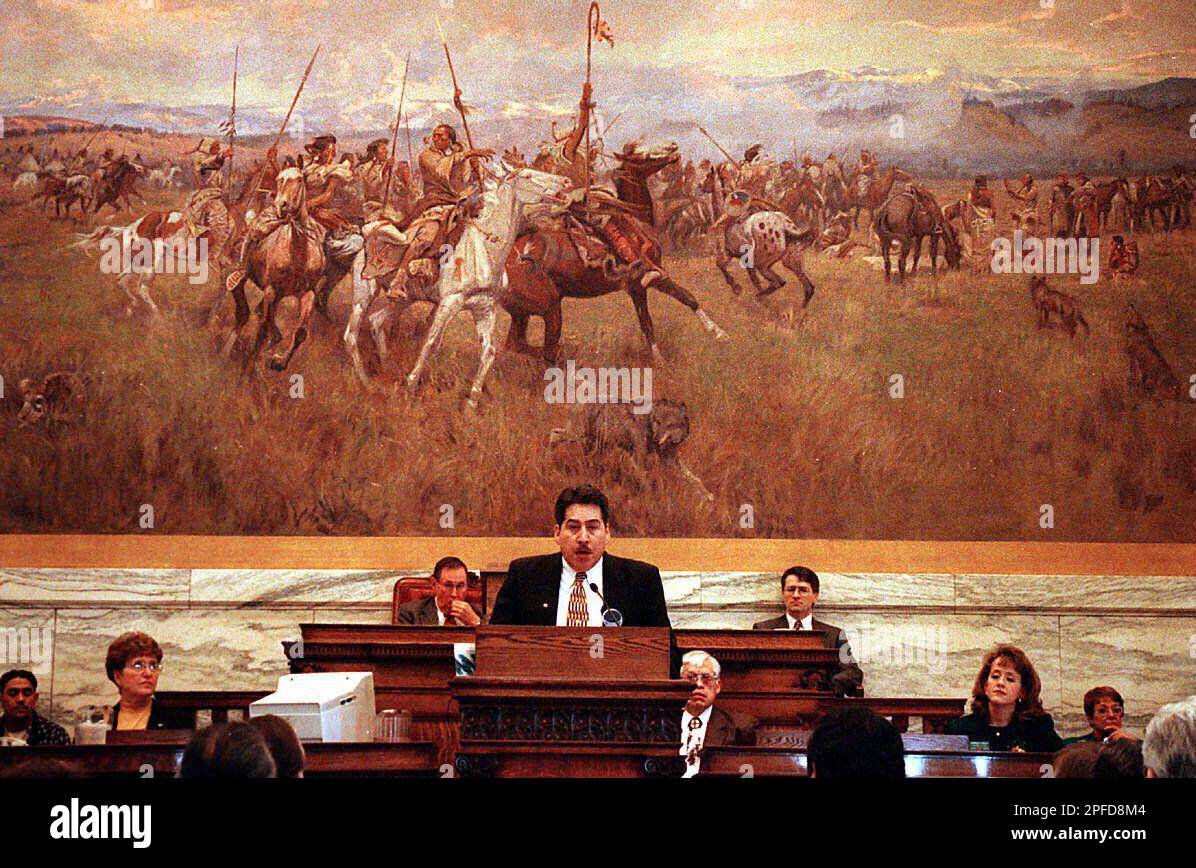 George Heavy Runner of the Blackfoot Tribal Council addresses the ...