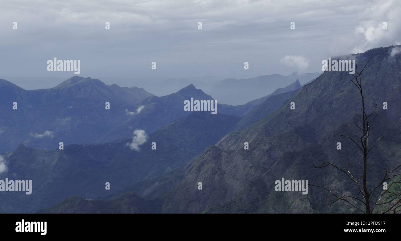 scenic landscape, beautiful view of palani hills (part of western ghats ...