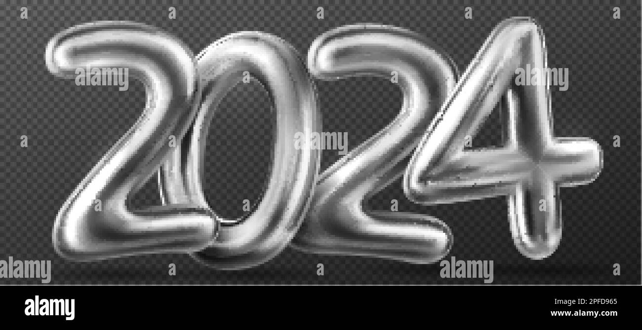 3d balloons in shape of 2024 numbers. Font of 2, 4 and zero signs for ...