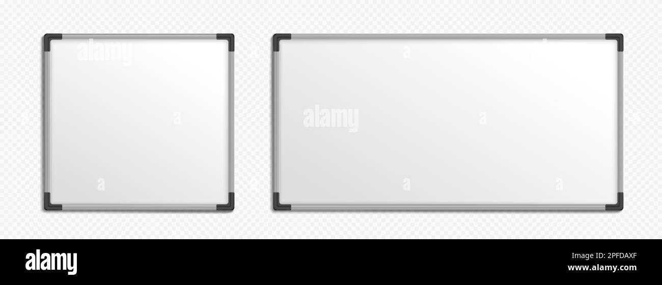 Realistic set of square and rectangle whiteboards isolated on ...