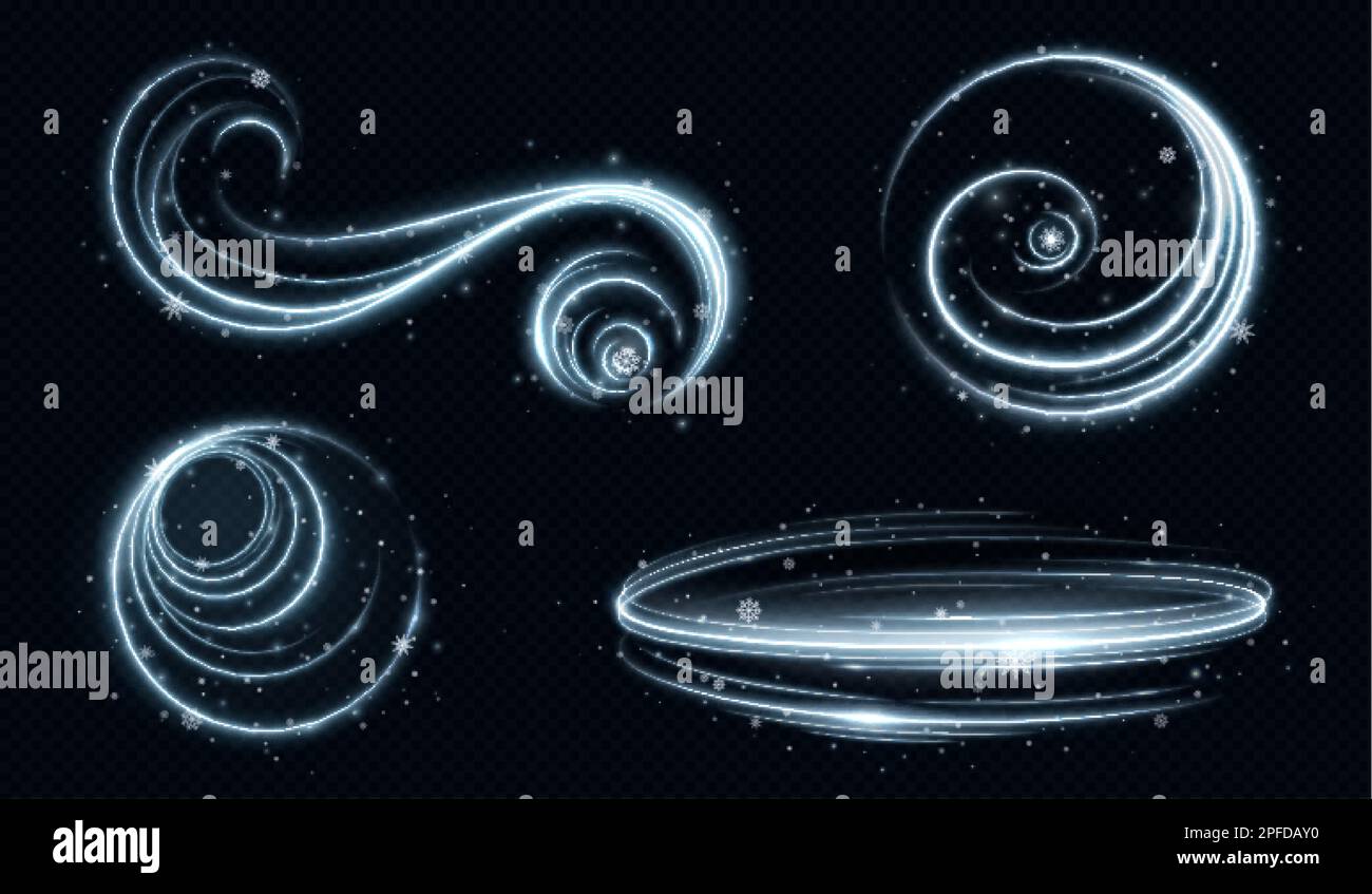 Winter wind, cold air with snow effect. White clouds of whirlwind with ...