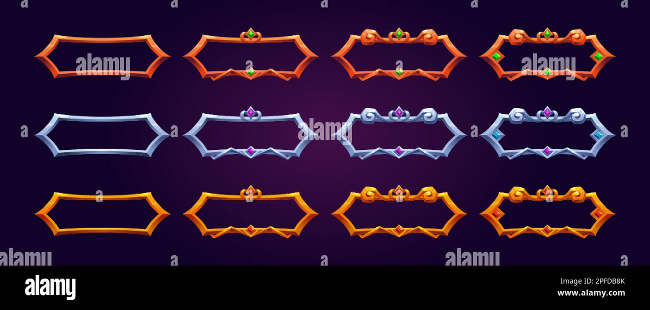 Golden medieval fantasy game ui frame for button isolated vector design ...