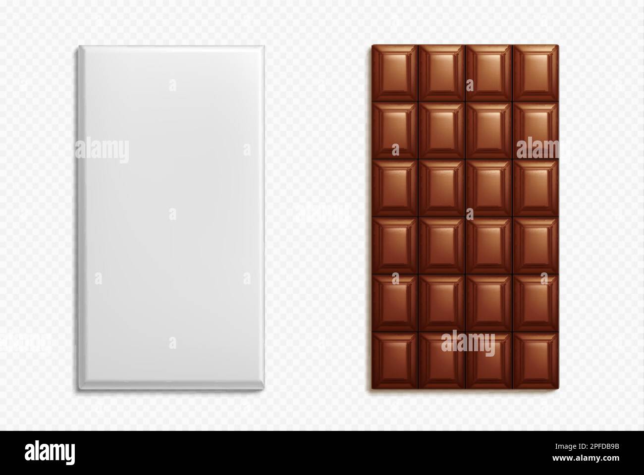 Isolated white wrapped chocolate bar on transparent background ...